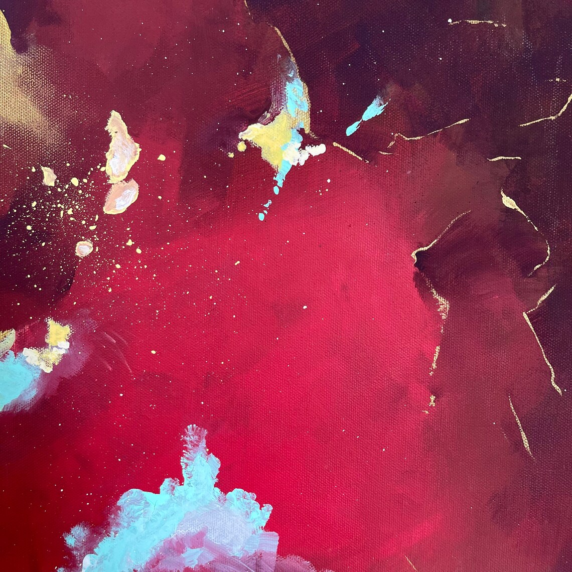 Original Abstract Painting / Wall Decor/wall Art / Red Abstract ...