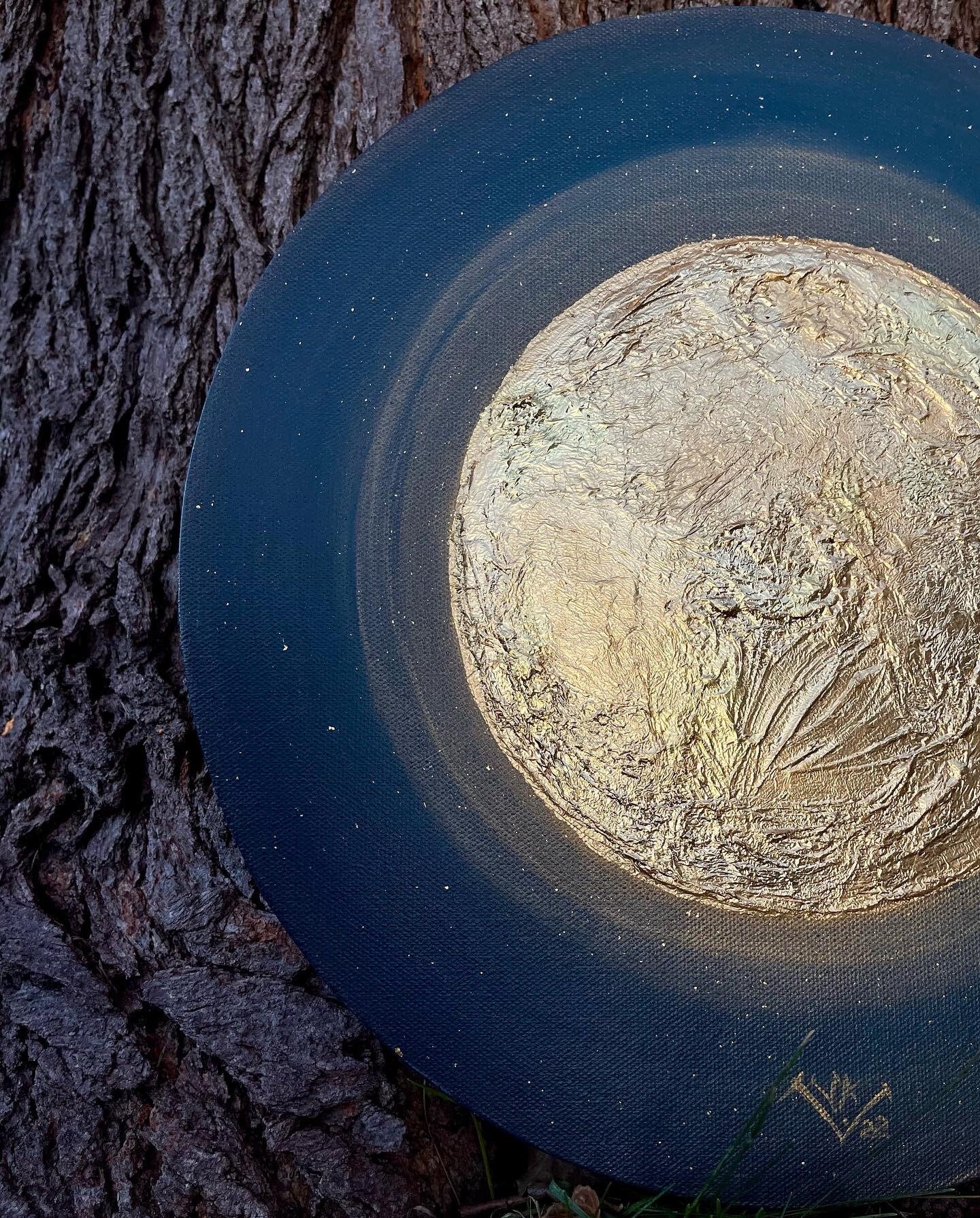 Original Mixed Media Art /full Moon Magic /round Canvas / Minimalist - Etsy