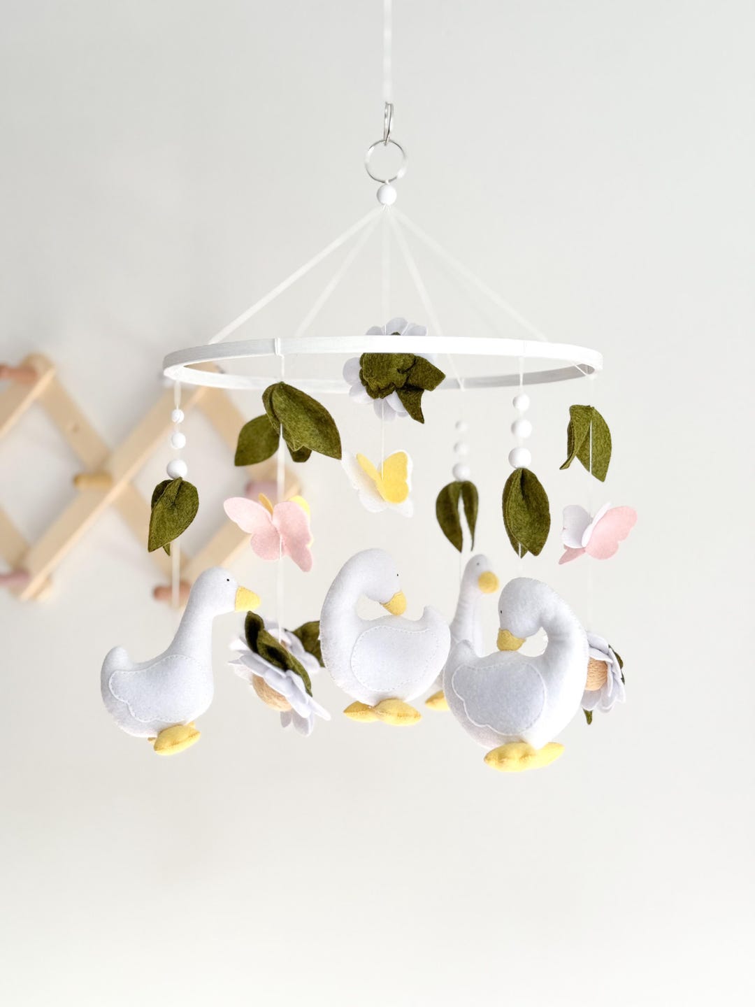 Goose Baby Mobile: Felt Geese and Daisies Crib Decor - Etsy