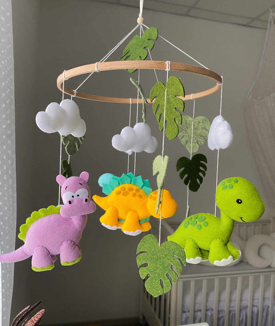 Dinosaur Baby Mobile: Handmade Dino Nursery Decor - Etsy