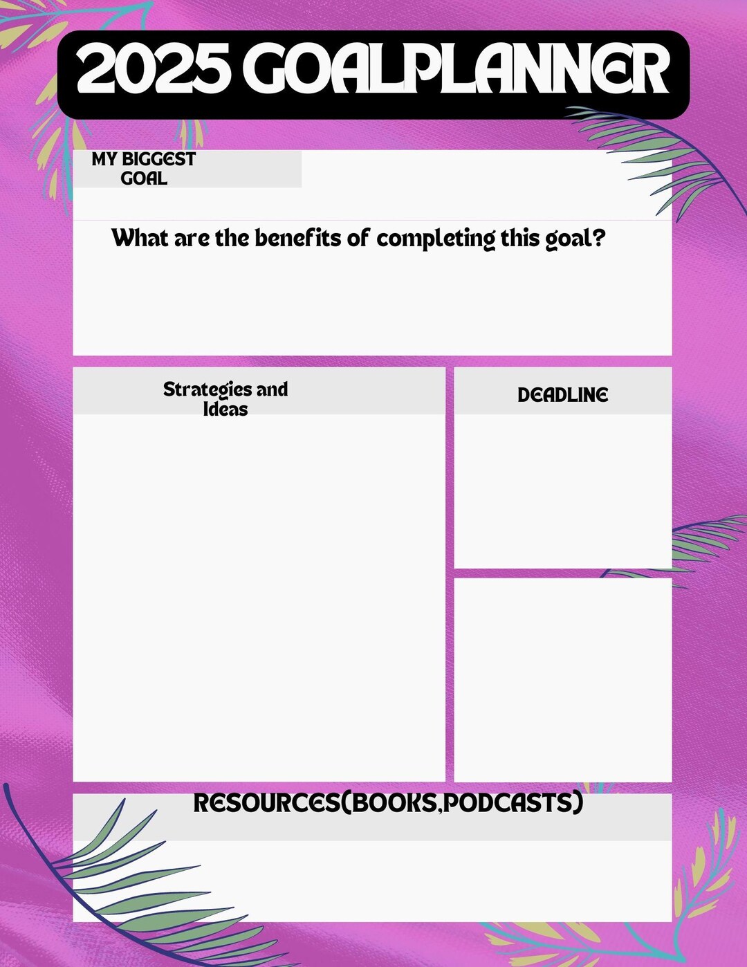 2025 GOAL PLANNER TEMPLATE - Etsy
