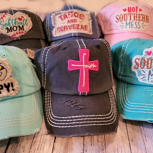 Distressed Baseball Cap - Etsy