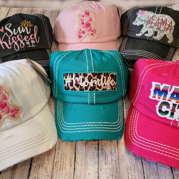 Distressed Baseball Cap - Etsy