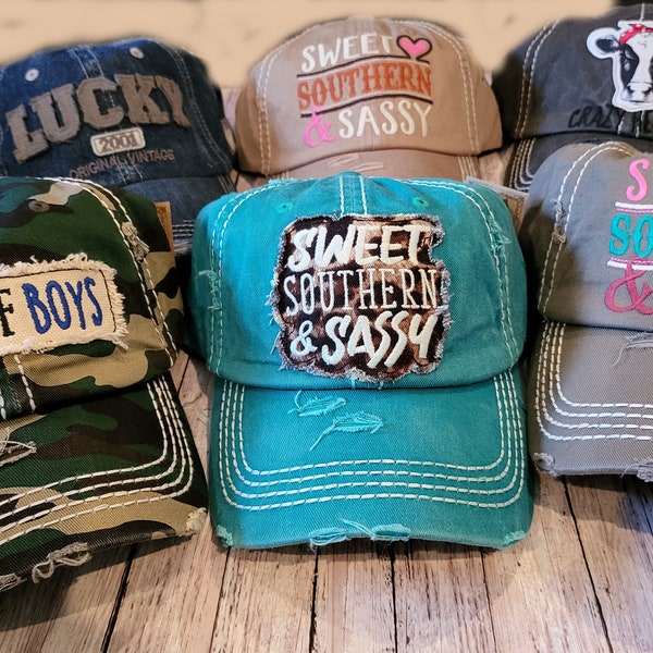 Distressed Baseball Cap - Etsy