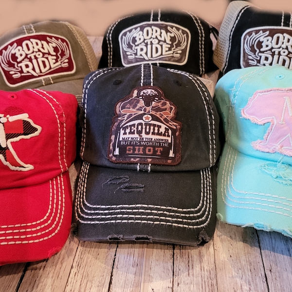 Distressed Baseball Cap - Etsy