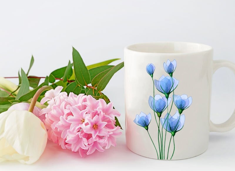 Watercolor Blue Flower Poster Digital Flower Png Watercolor | Etsy