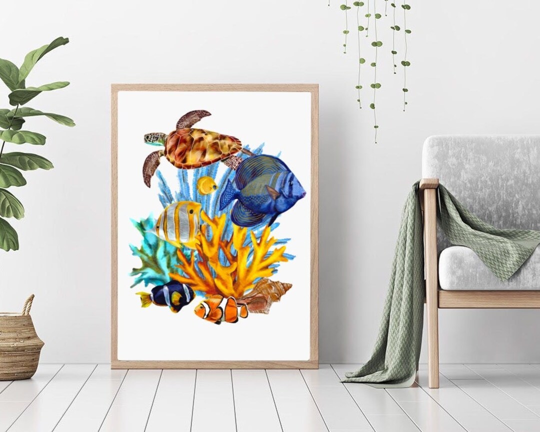 Watercolor Ocean Clipart, Watercolor Sea Life Clipart, Watercolor Ocean ...