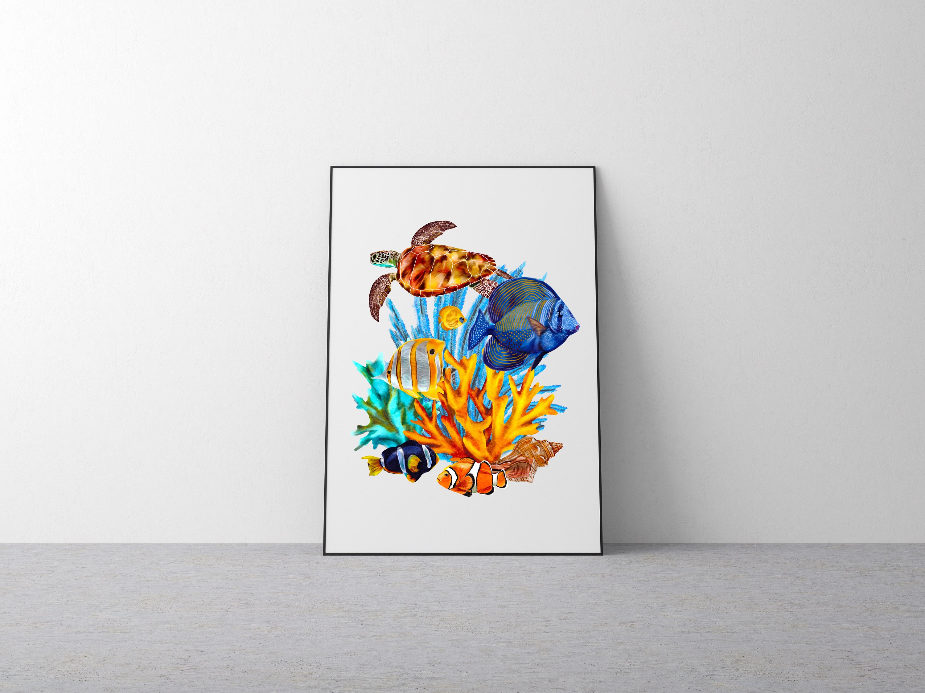 Watercolor Ocean Clipart Watercolor Sea Life Clipart | Etsy