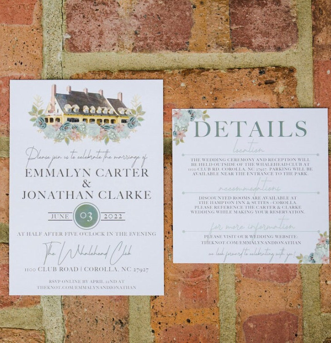 Whalehead Club Watercolor Outer Banks North Carolina OBX Wedding ...