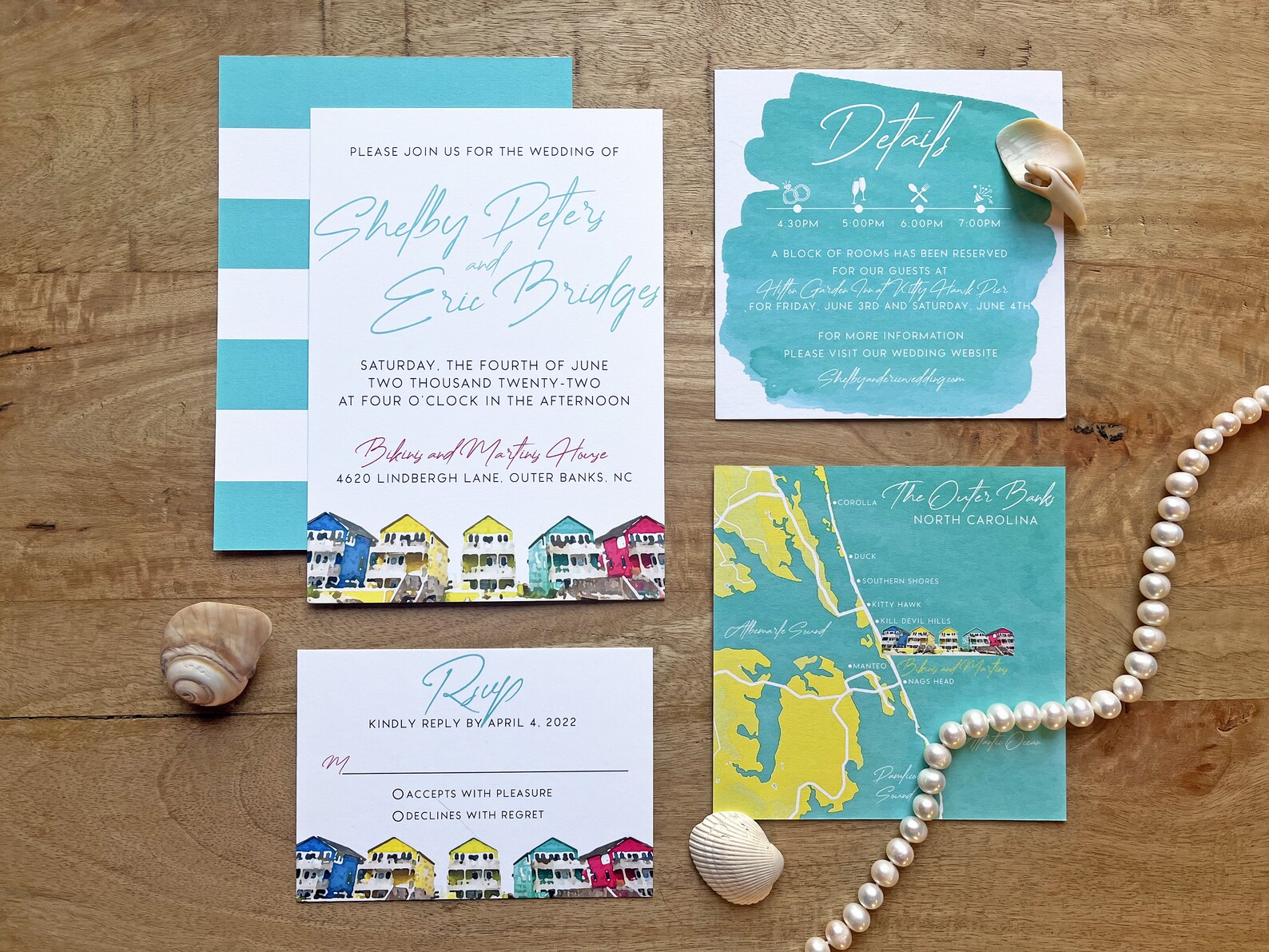Beach House Watercolor Outer Banks North Carolina OBX Wedding ...