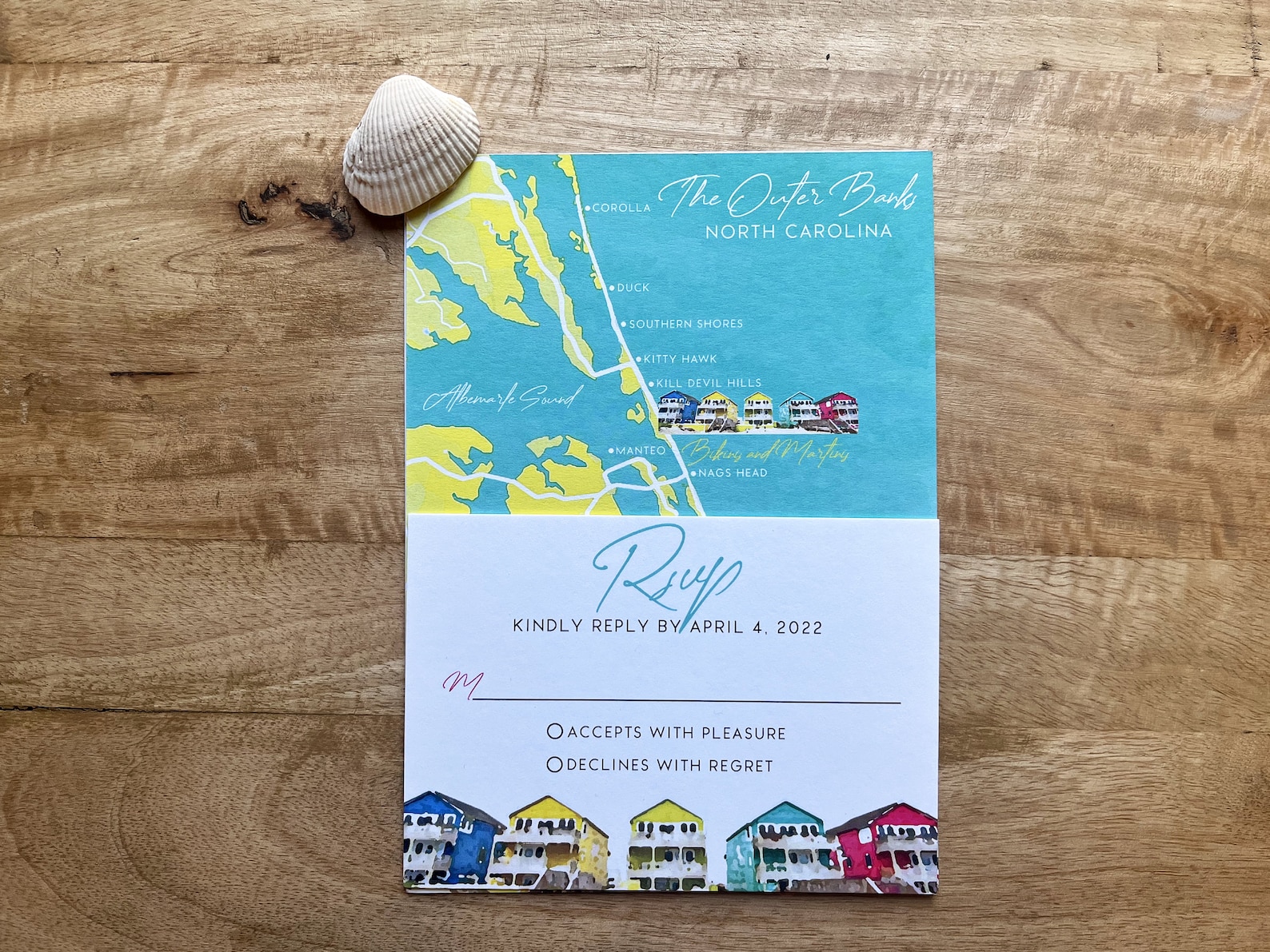 Beach House Watercolor Outer Banks North Carolina OBX Wedding ...