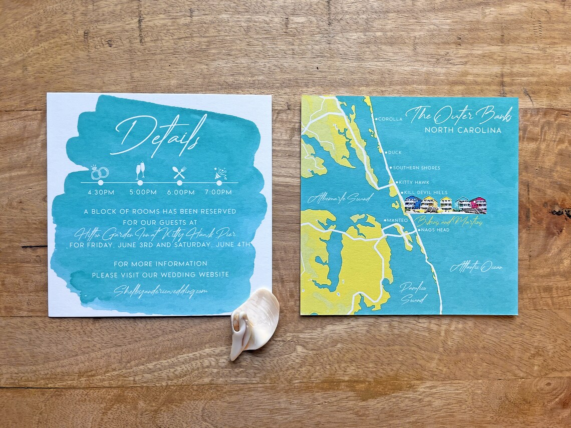 Beach House Watercolor Outer Banks North Carolina OBX Wedding ...