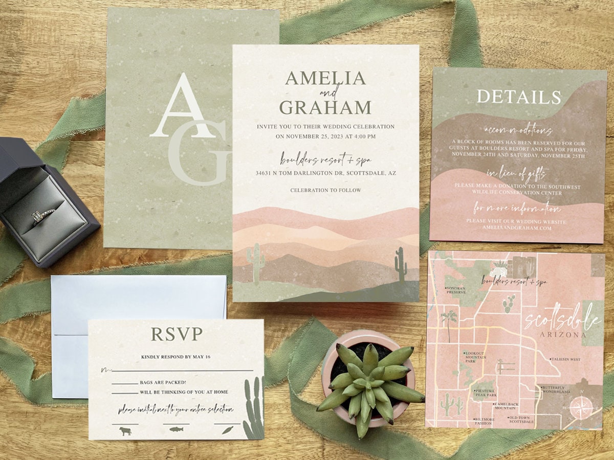 Desert Wedding Invitation Template, Cactus Wedding Invitation Printable ...