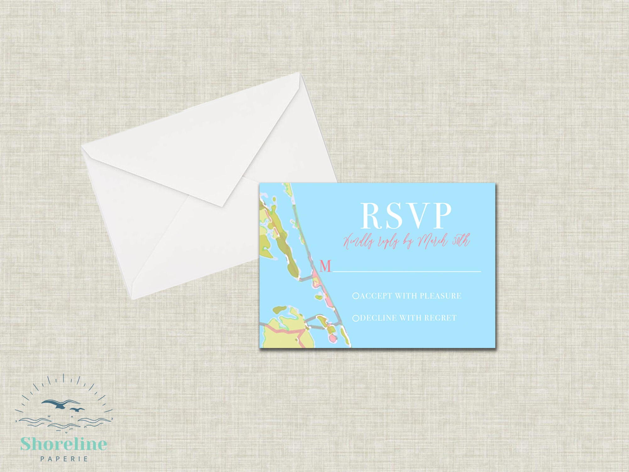 Pink & Blue Watercolor Outer Banks North Carolina OBX Wedding ...