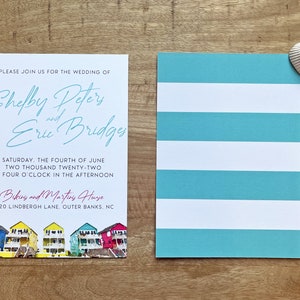 Beach House Watercolor Outer Banks North Carolina OBX Wedding ...