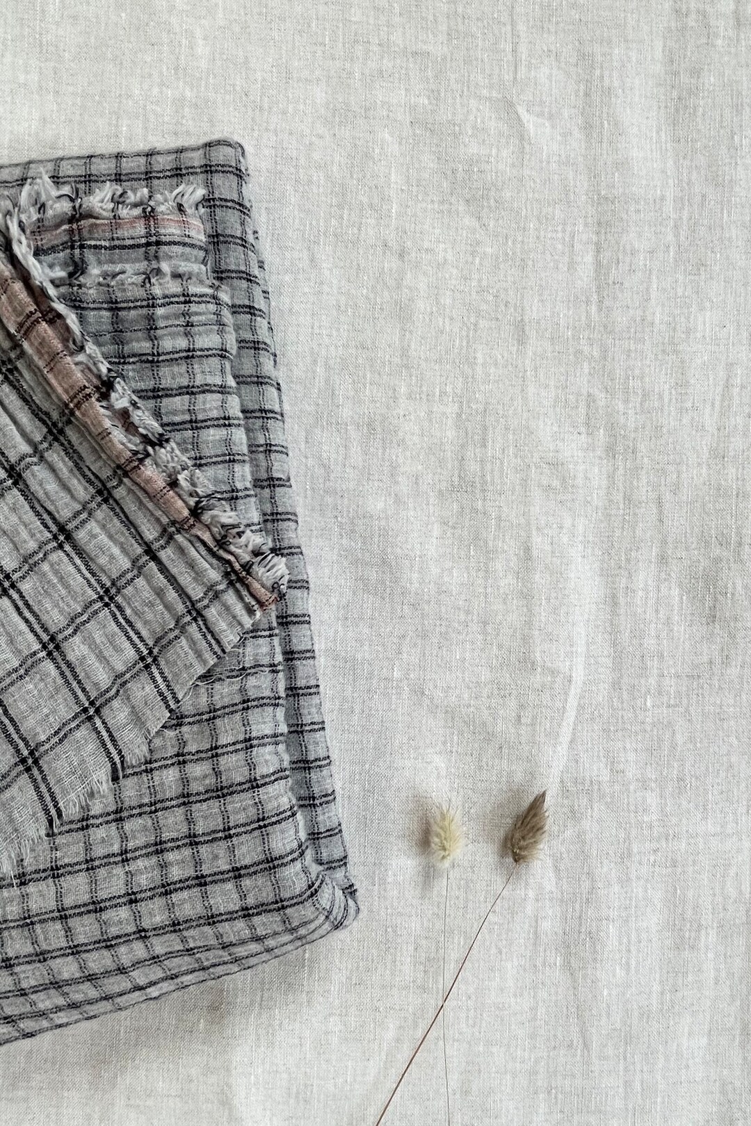 Reversible Cotton Gauze With Check Print - GOTS Certified - Sold by the ...