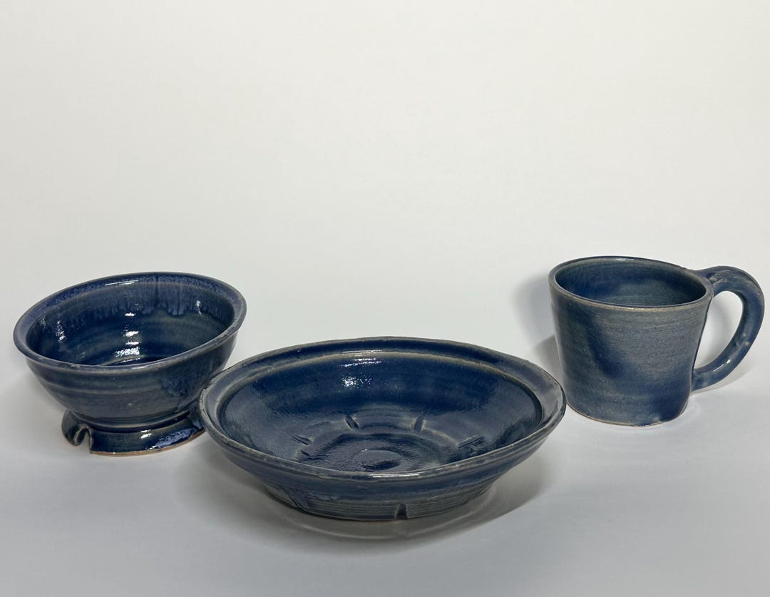 Blue Ceramic Dinnerware Set - Etsy