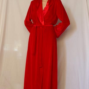 1990s Red Velvet Maxi Night Robe With Belt and Satin Details - Etsy
