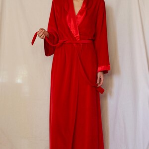 1990s Red Velvet Maxi Night Robe With Belt and Satin Details - Etsy