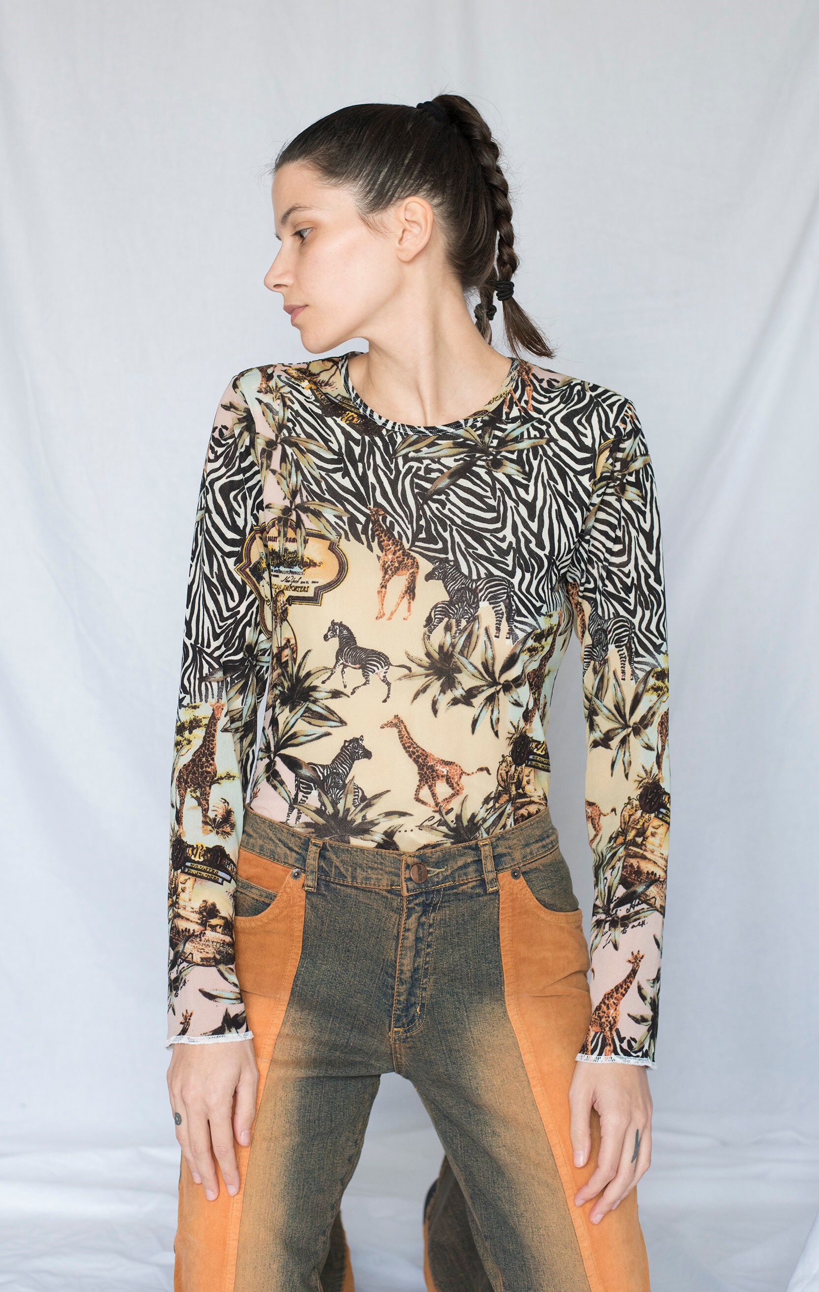Y2K Jungle Printed Mesh Top - Etsy