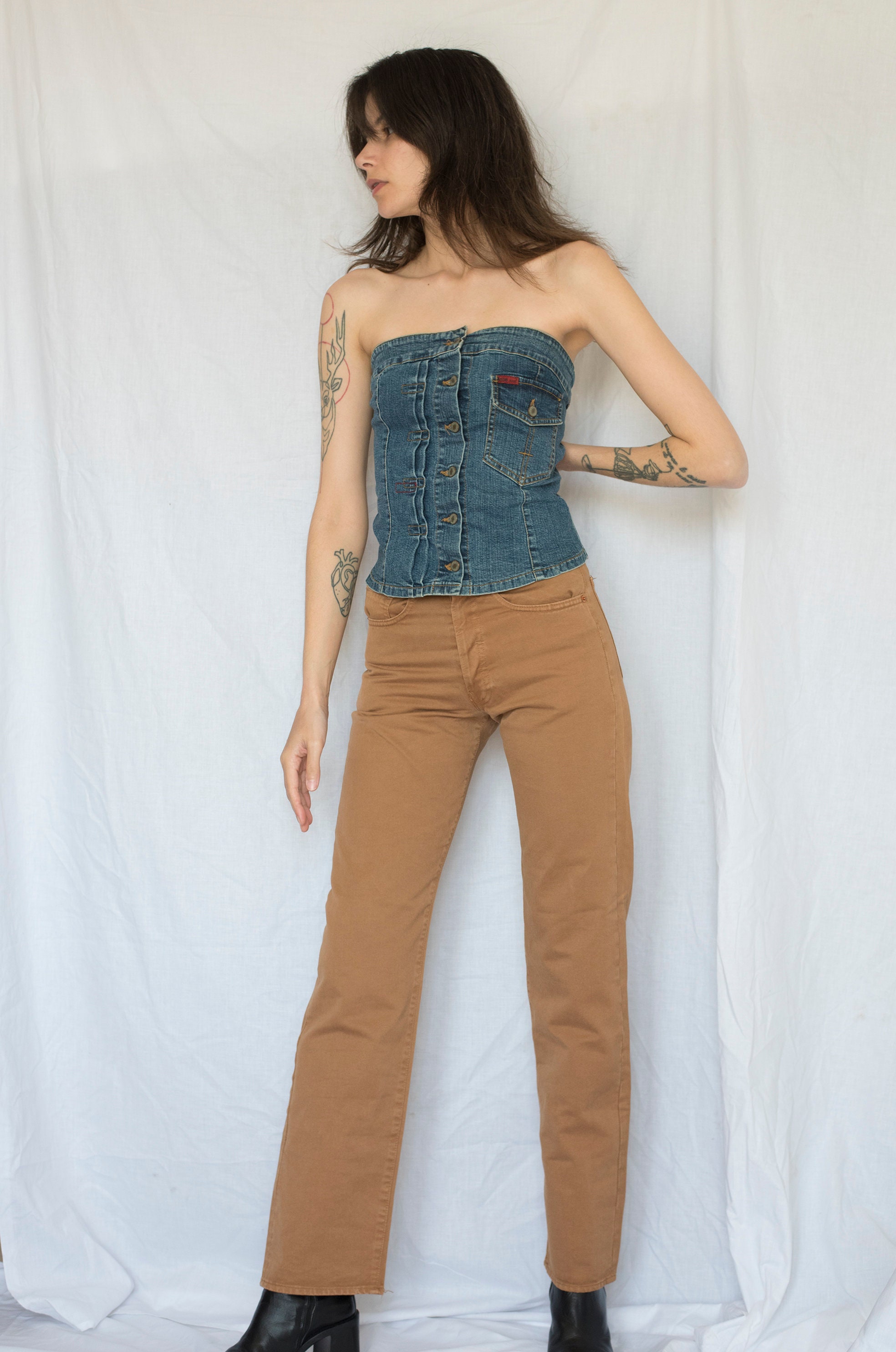 1990s Brown High Waisted Straight Jeans - Etsy