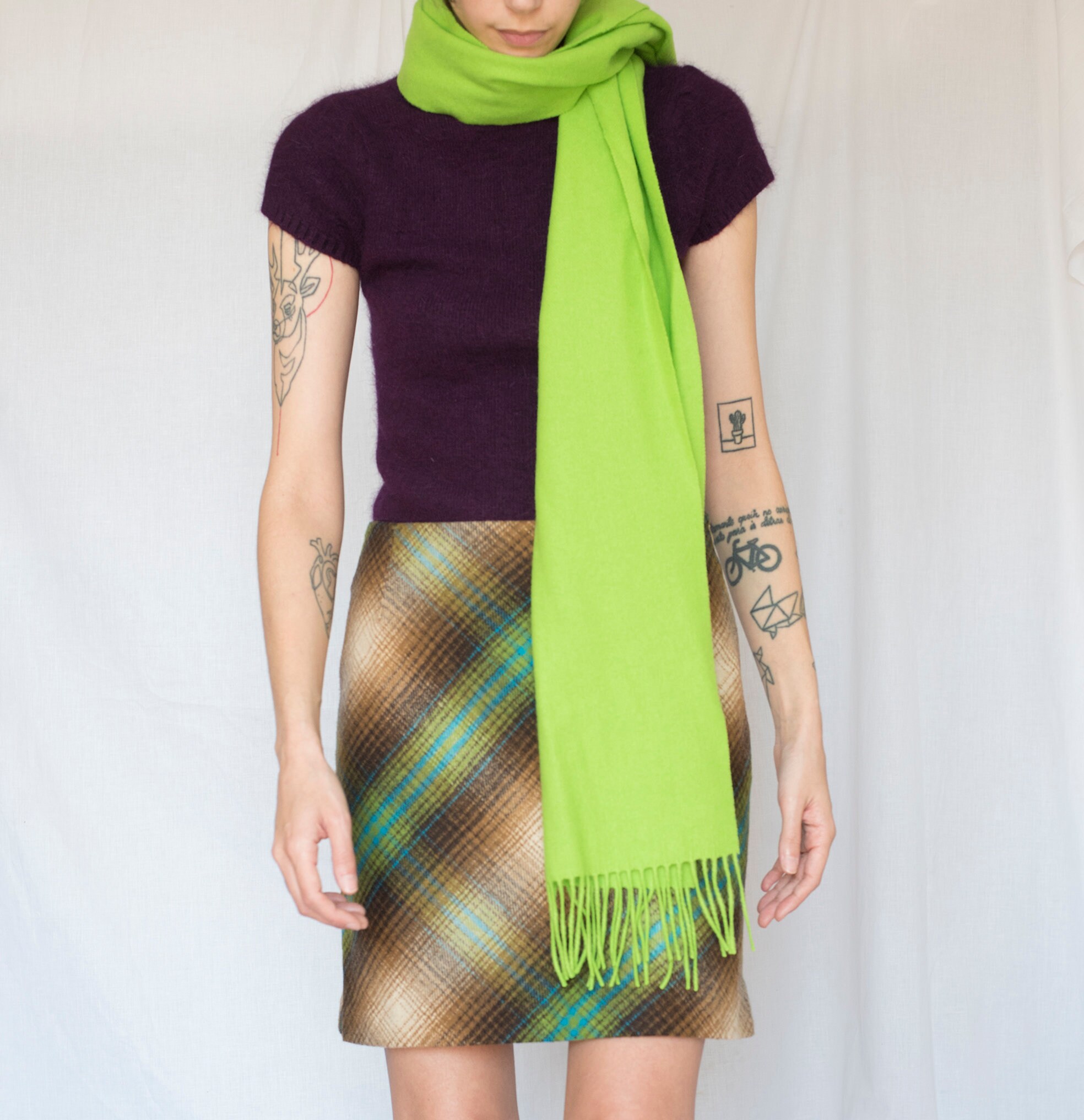 1990s Lime Green Wool Scarf - Etsy