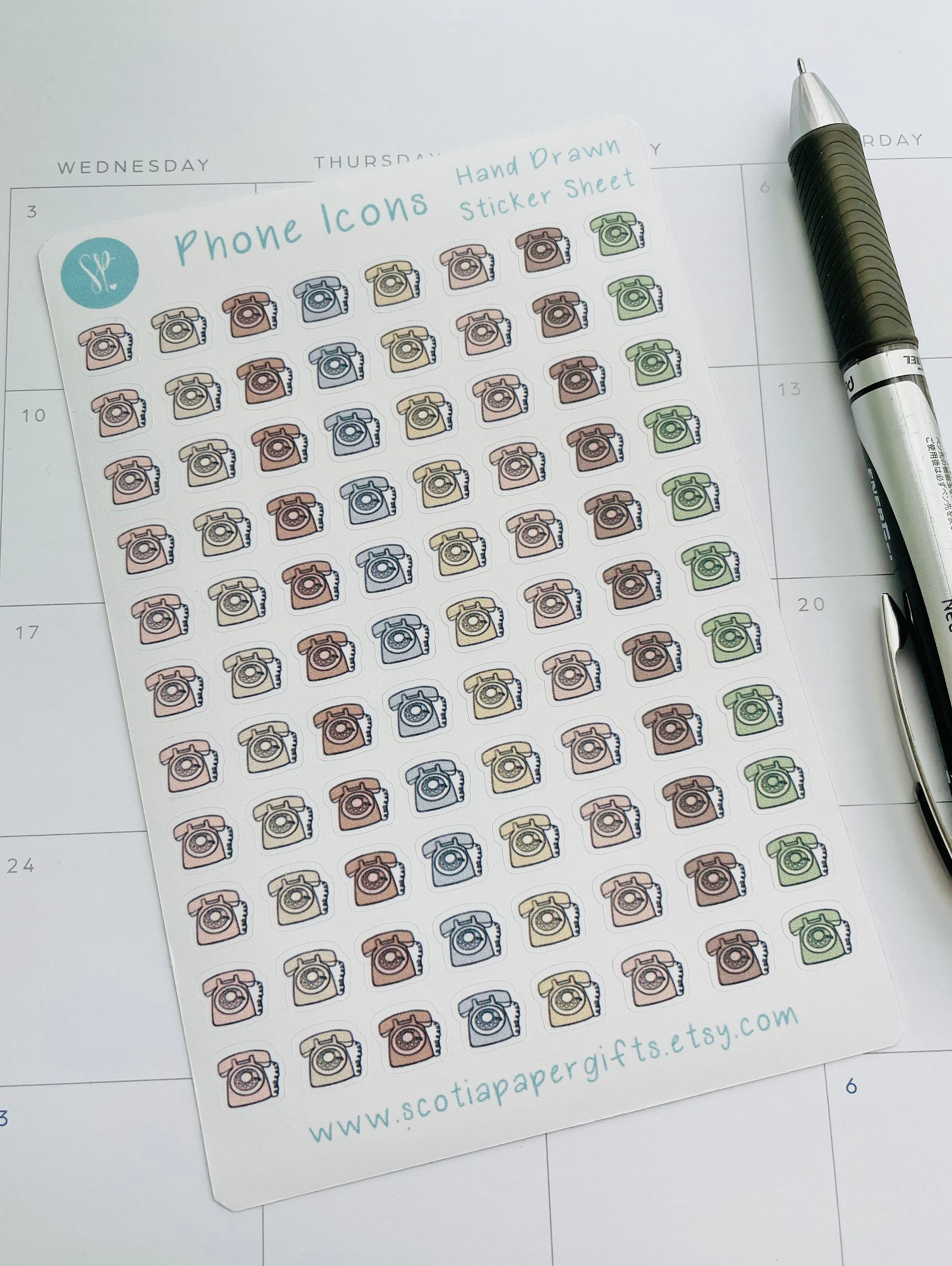 Telephone Planner Sticker Icons 88 Hand Drawn Stickers Great - Etsy