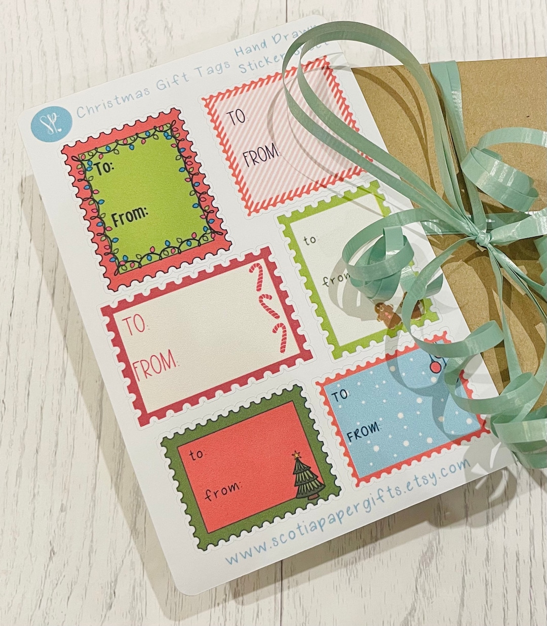 Christmas Sticker Gift Tags, 6 Hand Drawn Stickers, Perfect for Gift ...