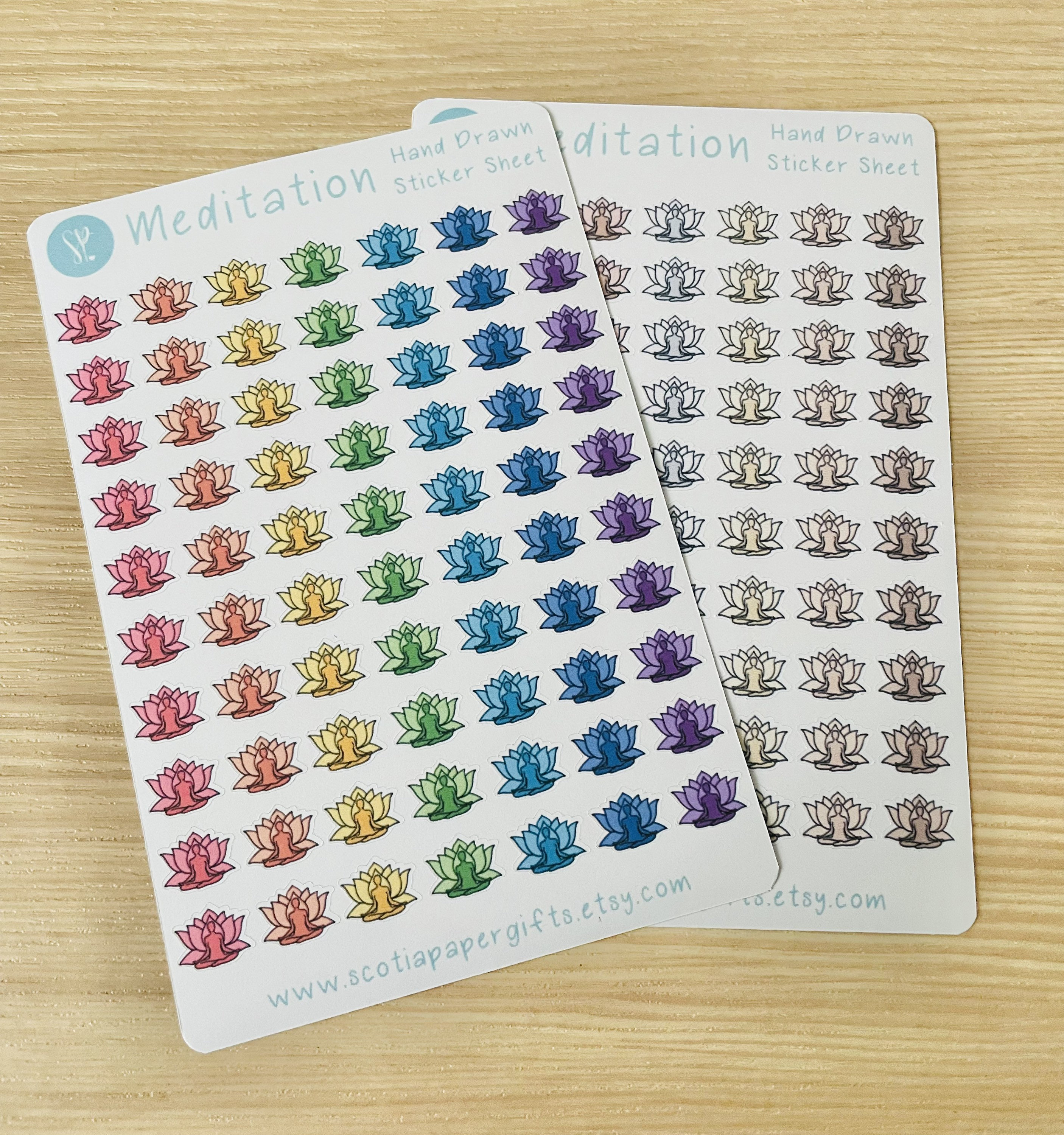 Meditation Planner Sticker Icons 70 Hand Drawn Stickers | Etsy