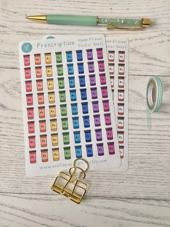 Prescription Planner Sticker Icons 64 Hand Drawn Stickers - Etsy Canada