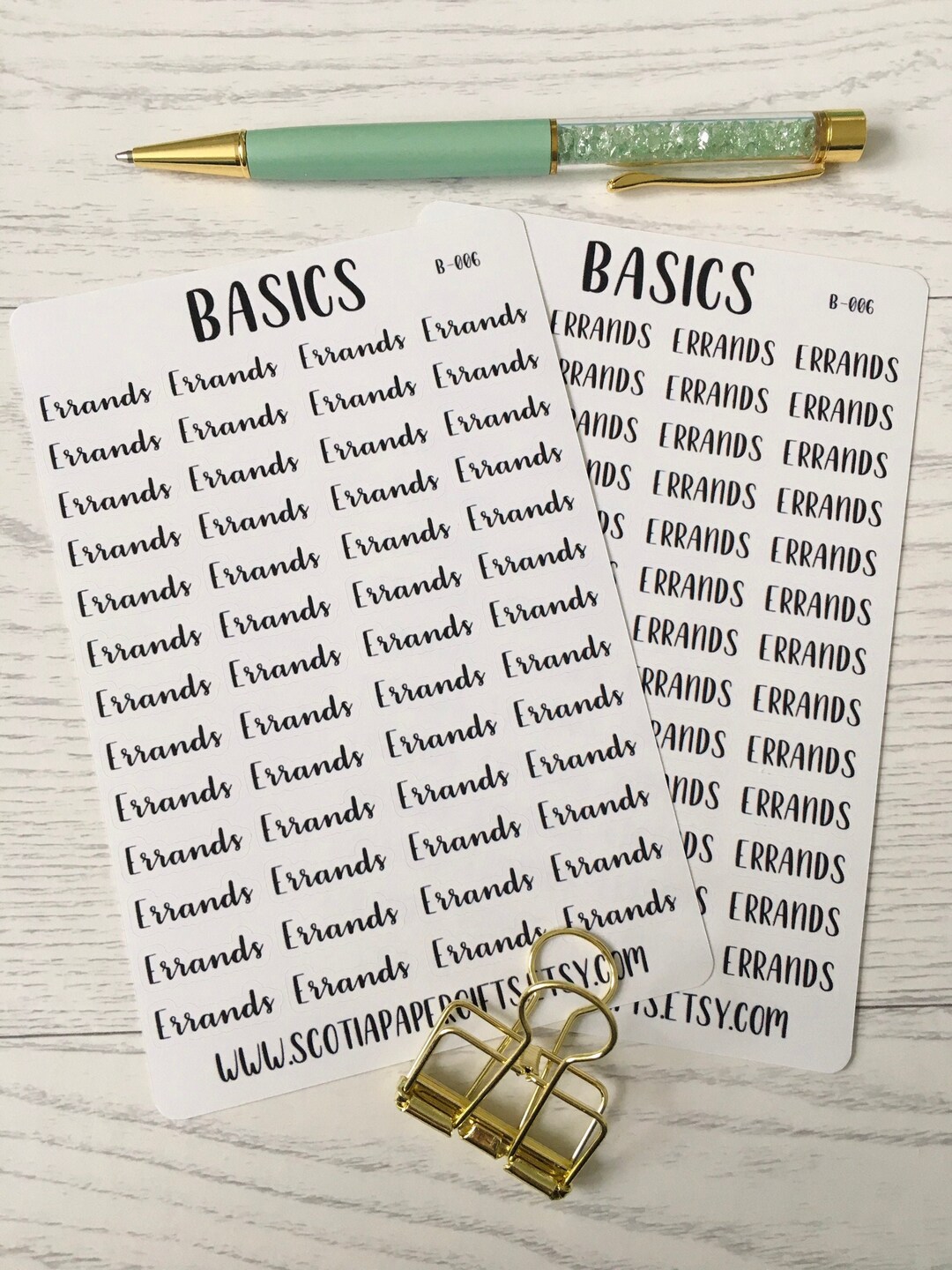 BASIC Errand Planner Stickers, 52 Small Functional Stickers for Bullet ...