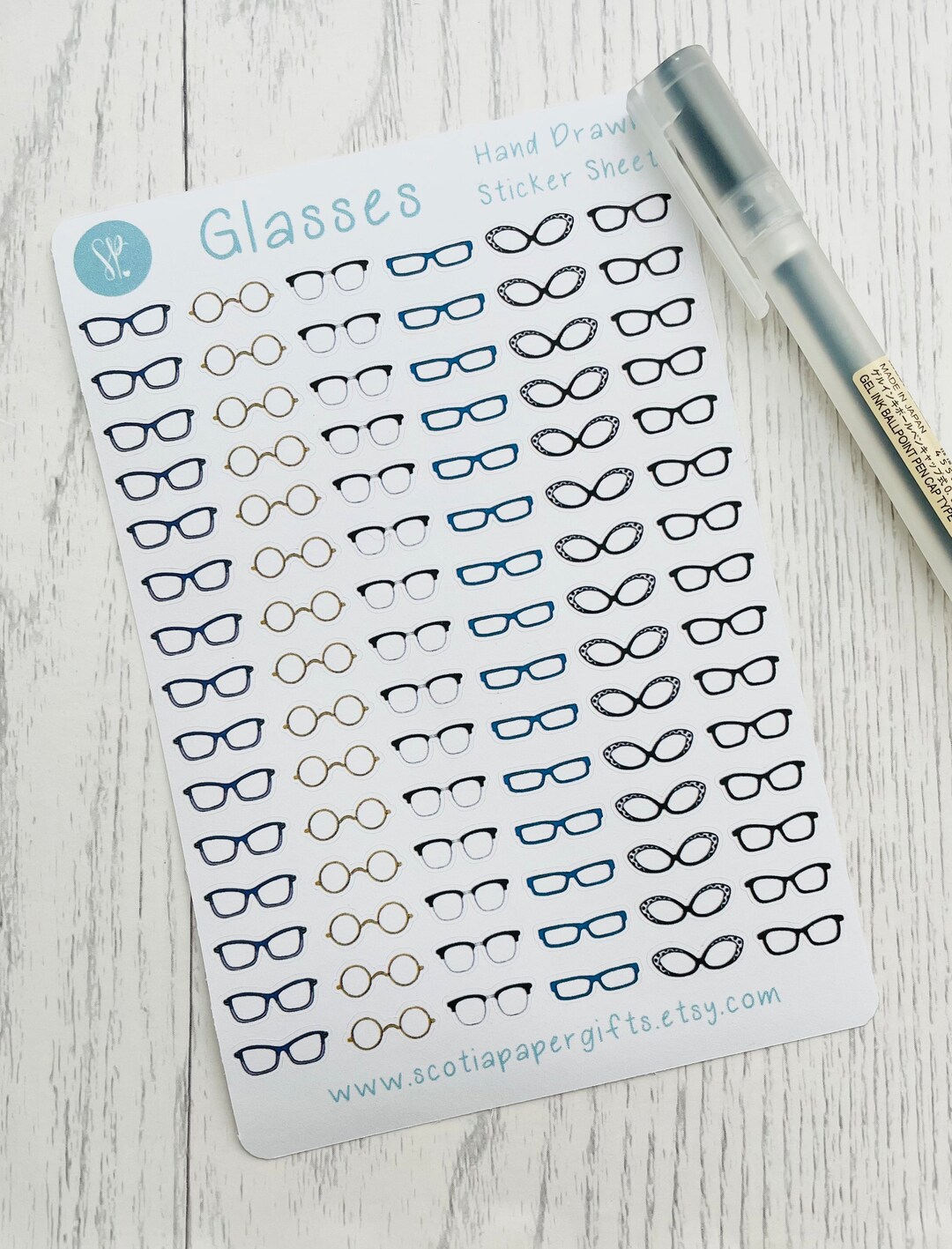 Glasses Planner Sticker Icons, 90 Hand Drawn Stickers, Great for ...