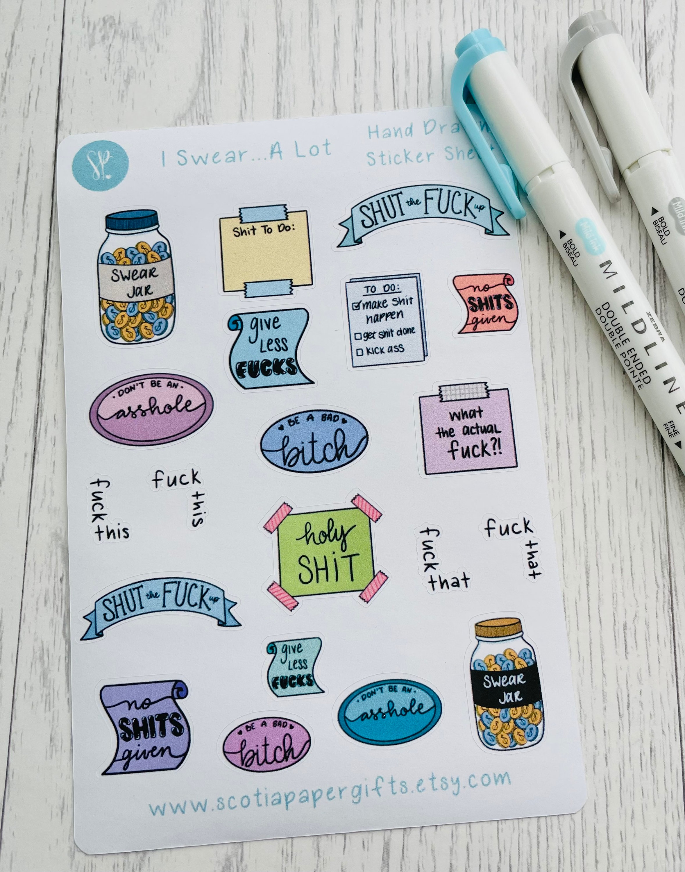 Sometimes I Swear... A Lot 20 Hand Drawn Swear Word Stickers - Etsy