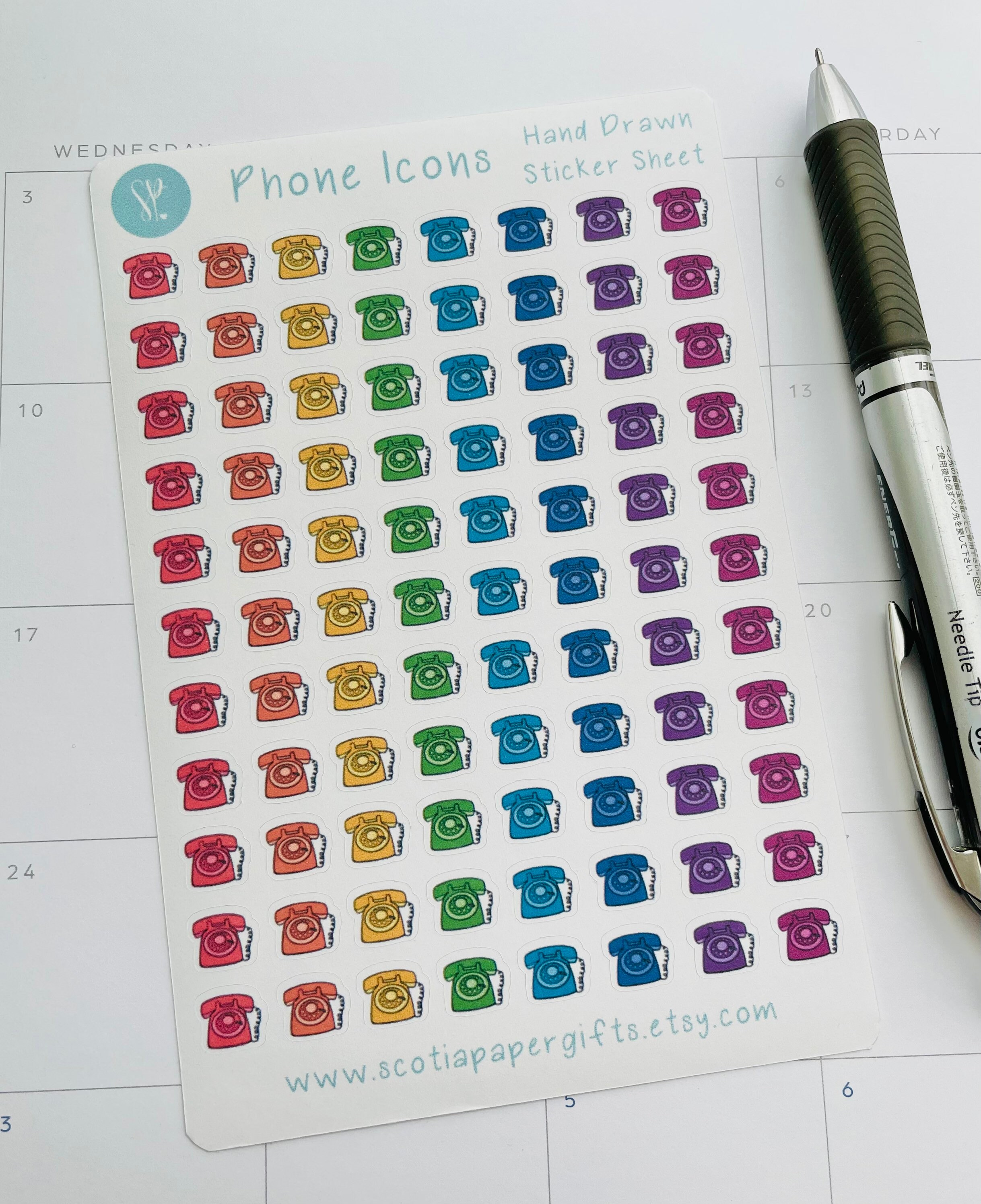 Telephone Planner Sticker Icons 88 Hand Drawn Stickers Great - Etsy