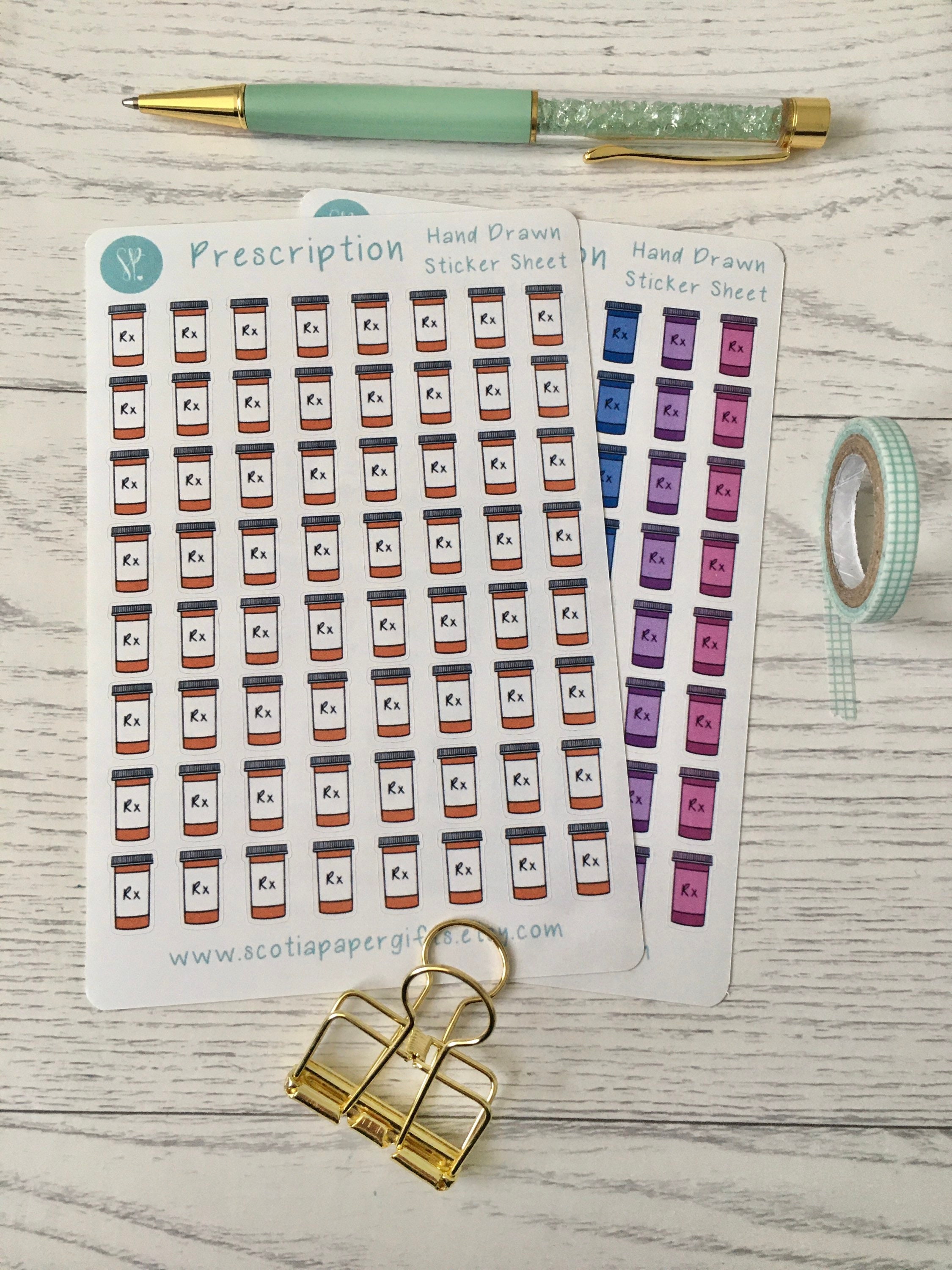 Prescription Planner Sticker Icons 64 Hand Drawn Stickers - Etsy Canada