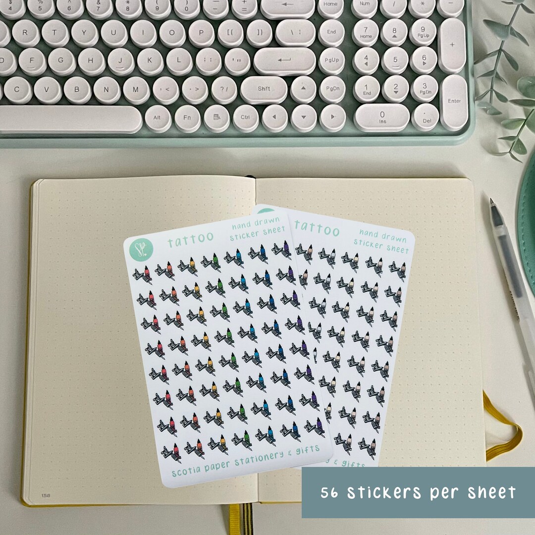 Tattoo Planner Sticker Icons, 56 Hand Drawn Stickers, Great for ...