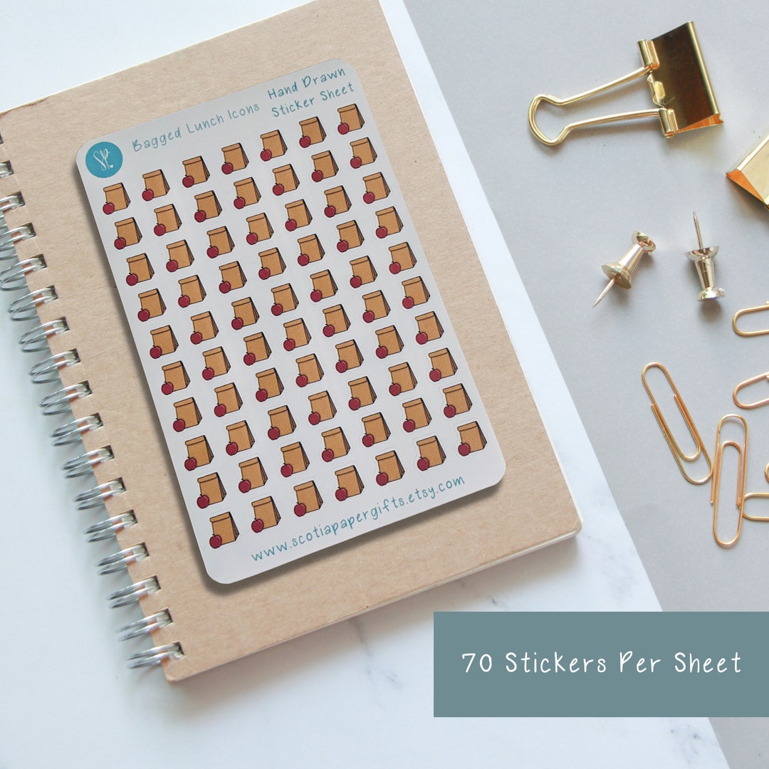 Bagged Lunch Planner Sticker Icons, 70 Hand Drawn Stickers, Great for ...