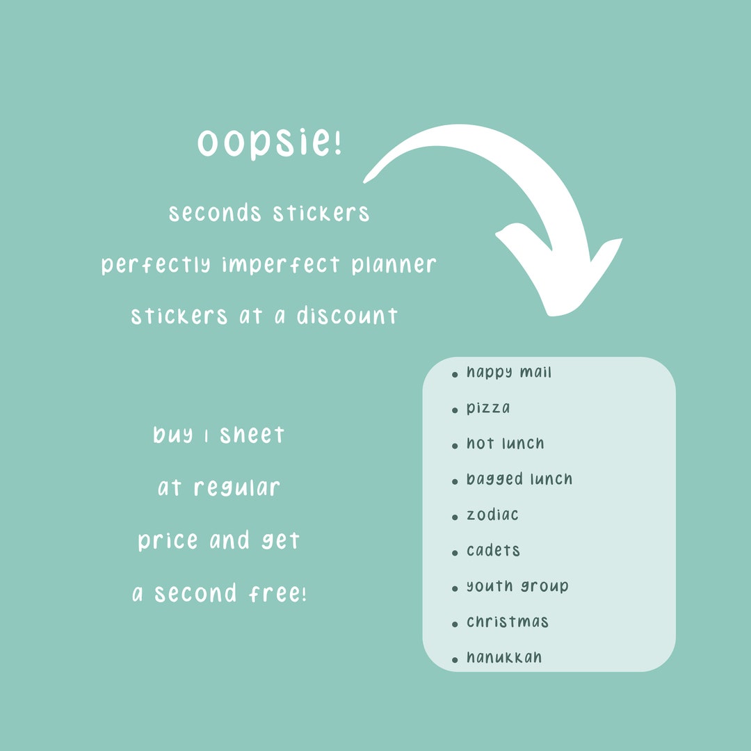 SECONDS Oopsie ICONS Planner Stickers, 2 for the Price of 1, Perfectly ...