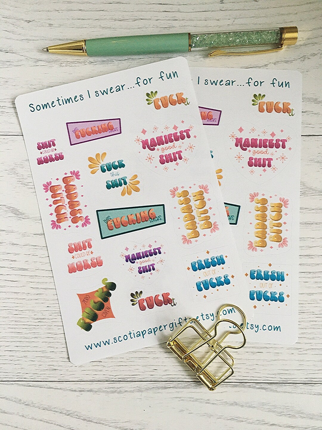 Retro Swear Word Stickers, Funny Planner Stickers (13/sheet) - Etsy