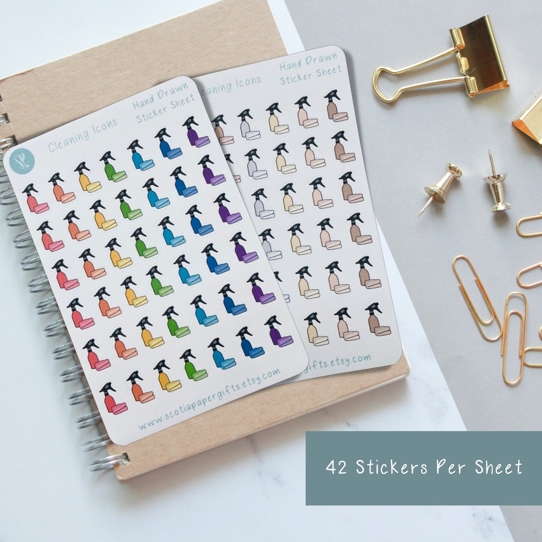 Cleaning/spray Bottle Sticker Icons, 42 Hand Drawn Stickers, Great for ...