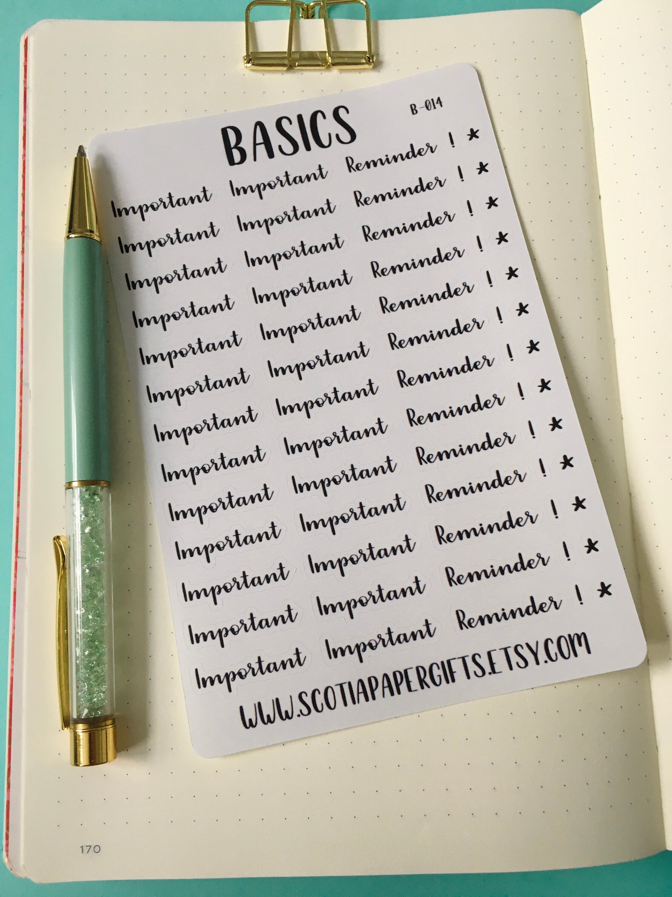 BASIC Important Reminder Planner Stickers Small Functional | Etsy