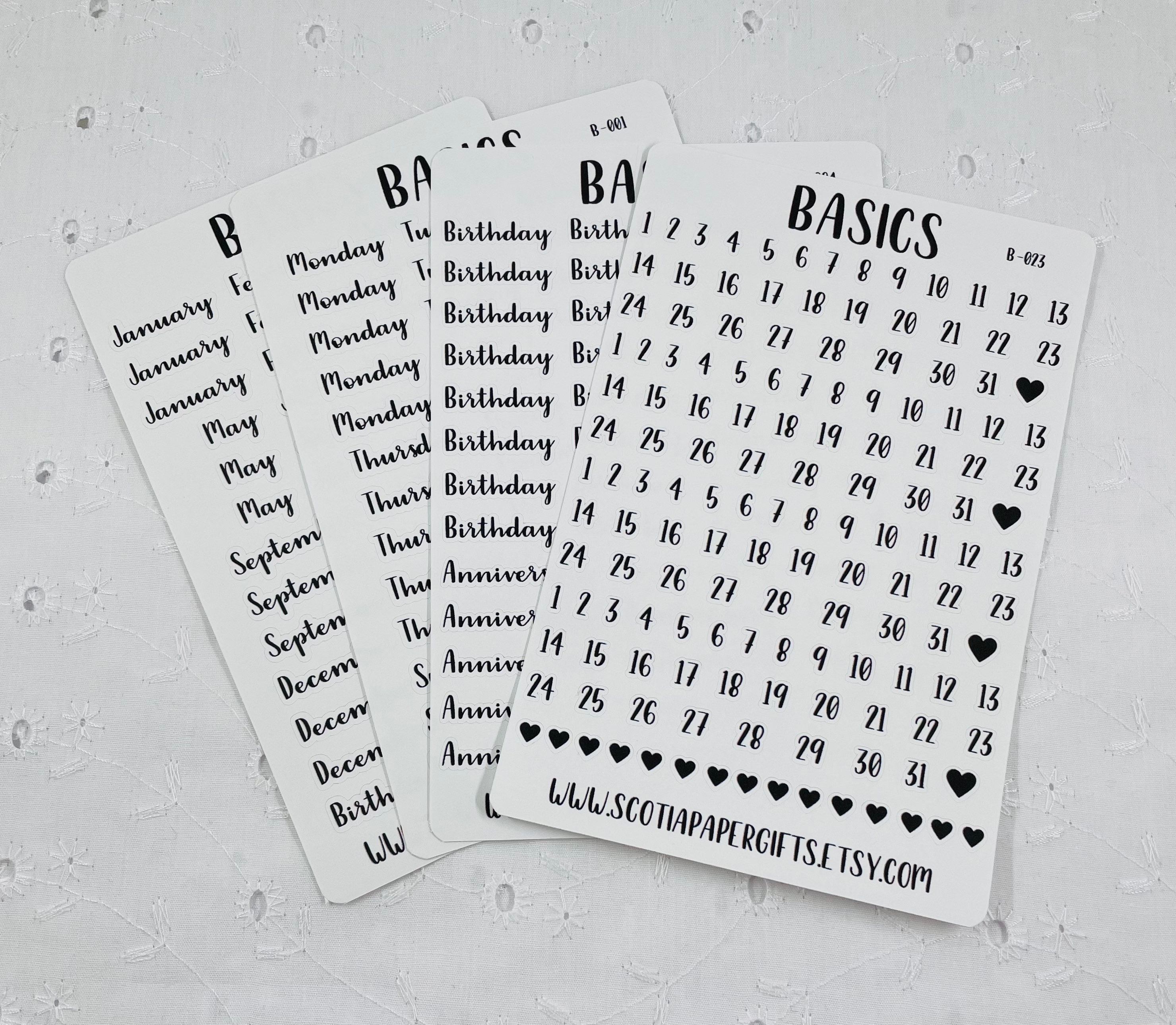 BASICS Calendar Pack Over 250 Small Functional Stickers for - Etsy Canada