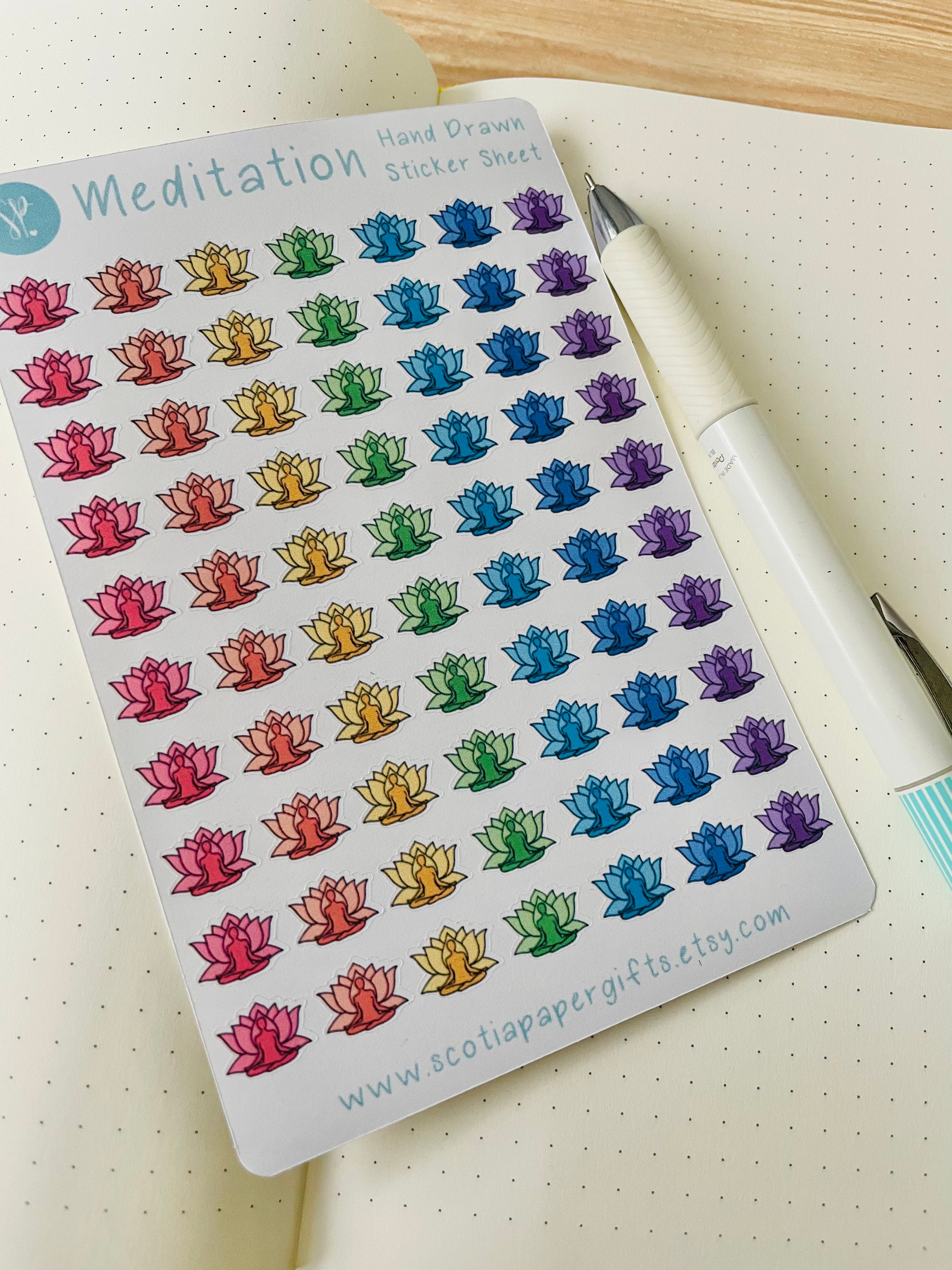 Meditation Planner Sticker Icons 70 Hand Drawn Stickers | Etsy