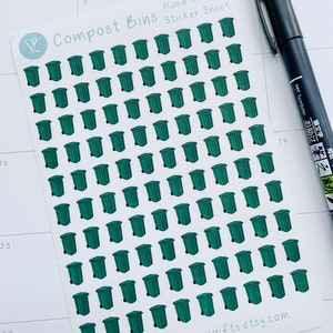 Garbage/recycle/compost Bin Planner Sticker Icons, 100 Hand Drawn ...