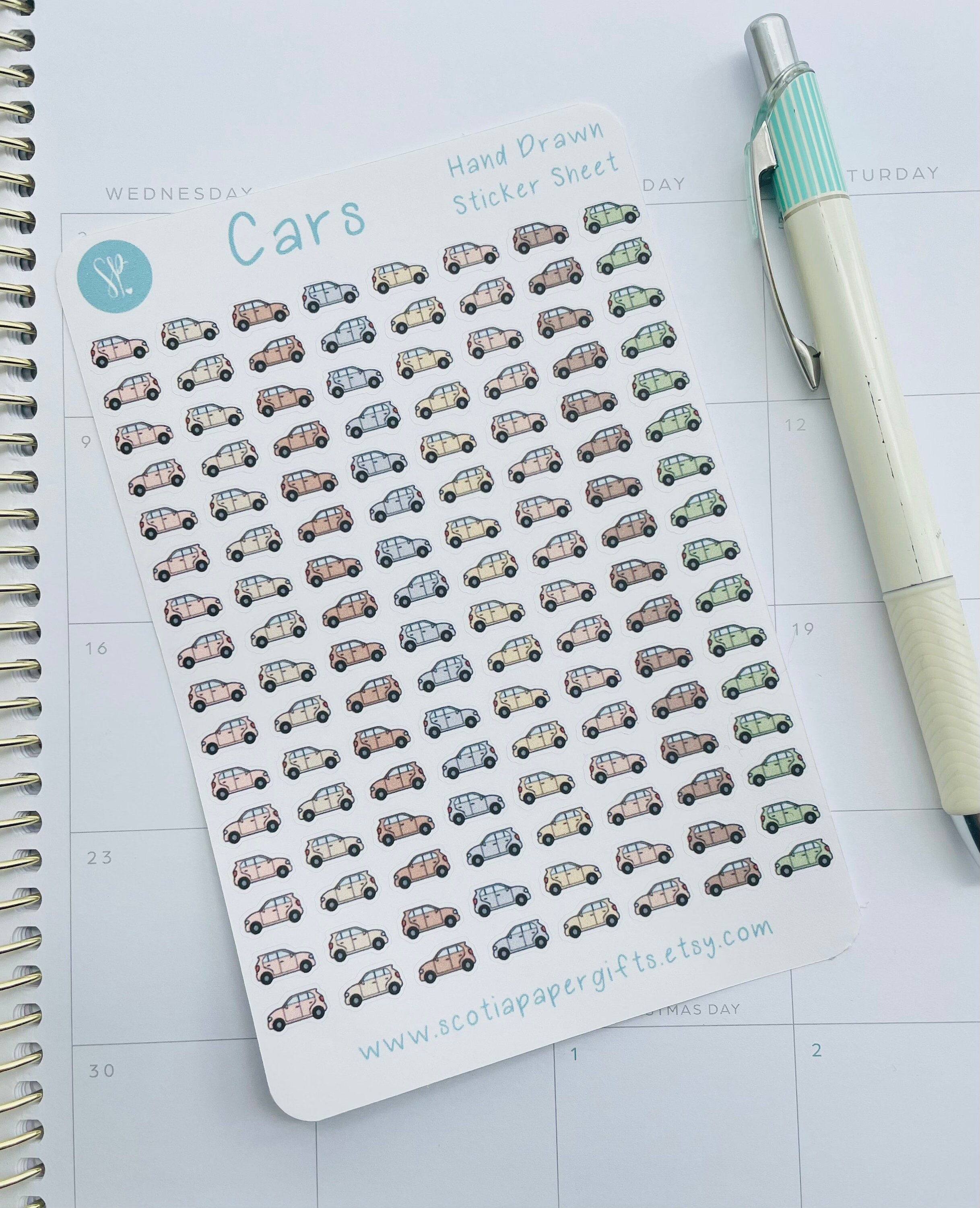 Car Planner Stickers, Hand Drawn Icons, Agenda Stickers - Etsy