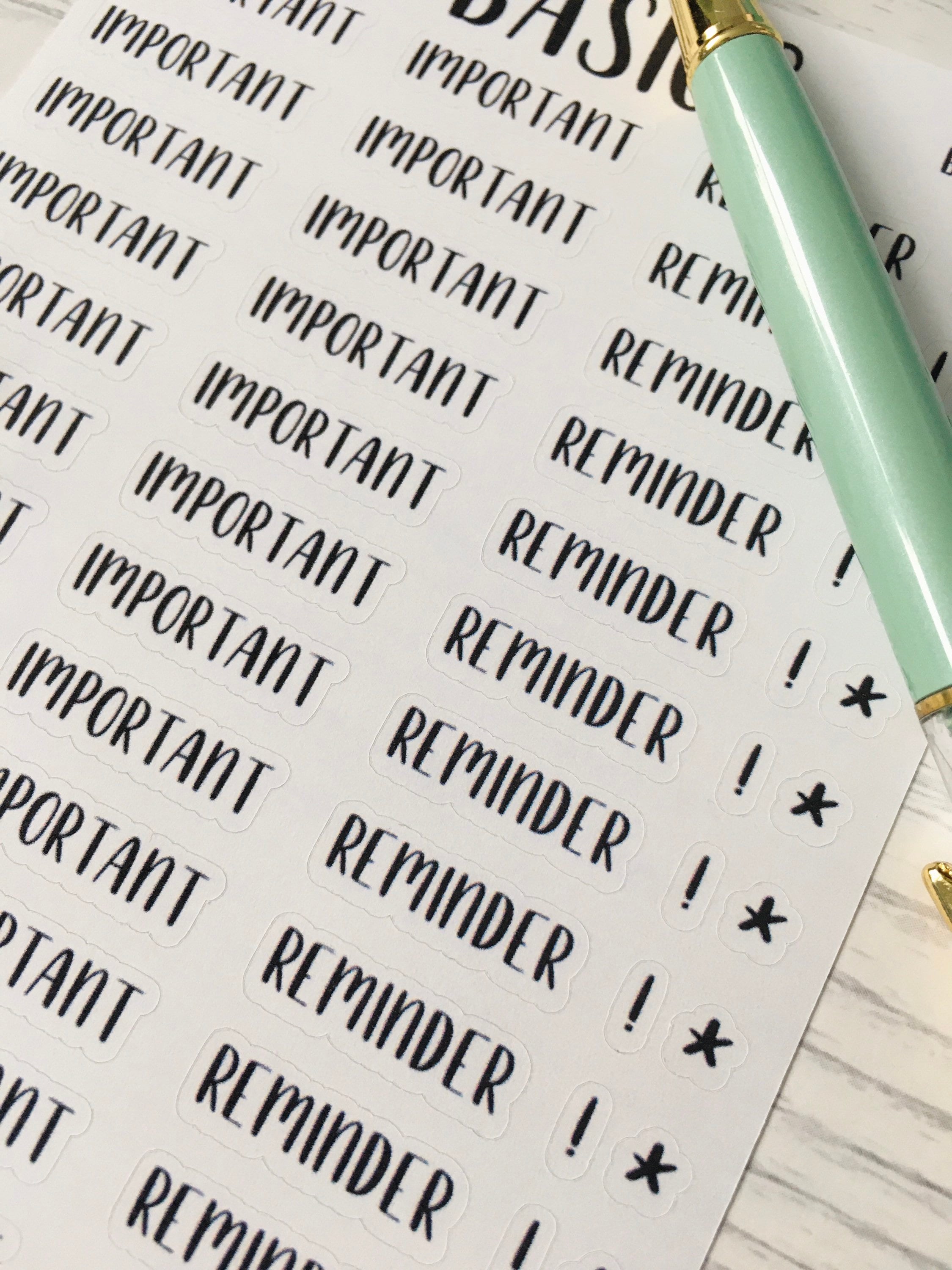 BASIC Important Reminder Planner Stickers Small Functional | Etsy