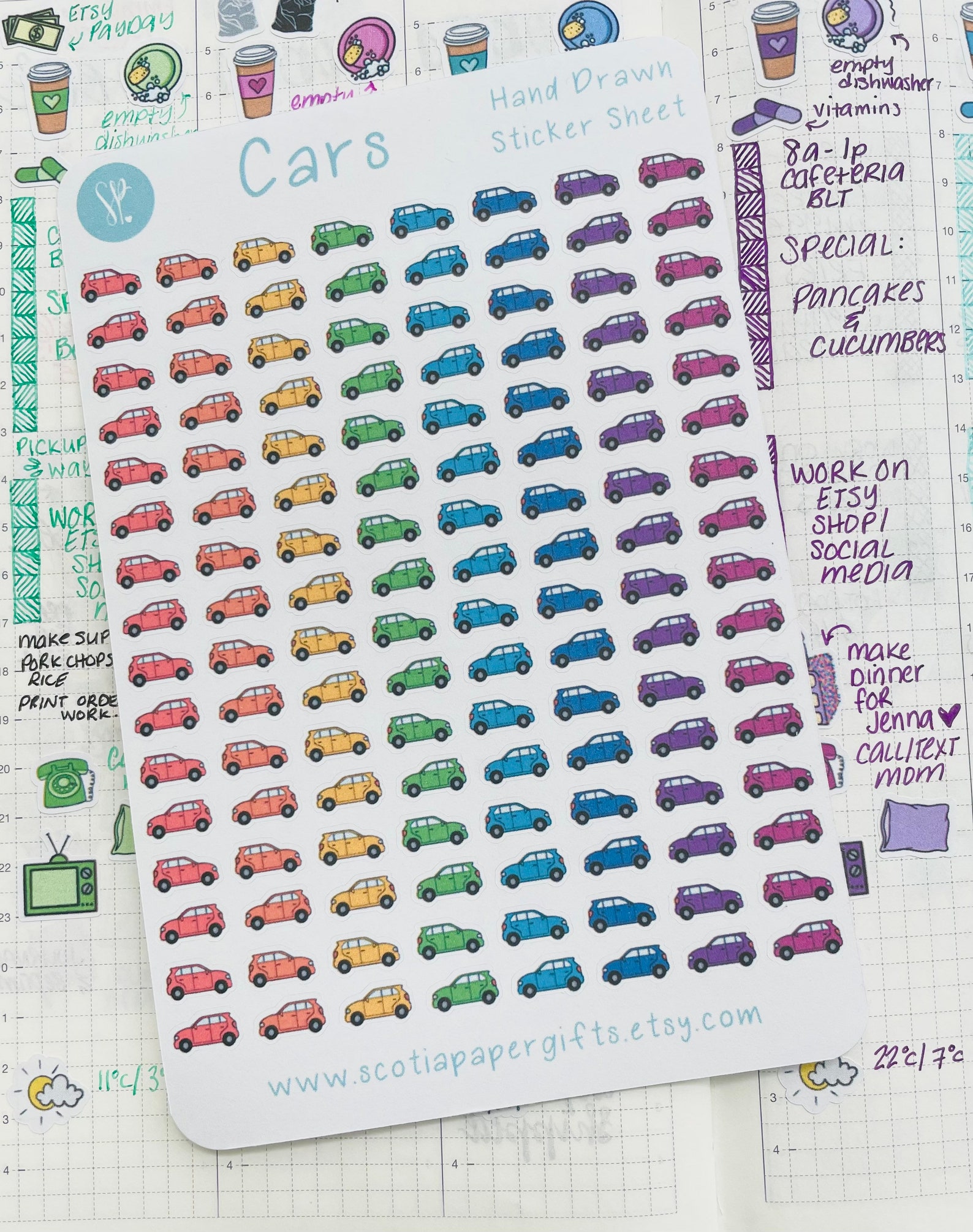 Car Planner Stickers, Hand Drawn Icons, Agenda Stickers - Etsy