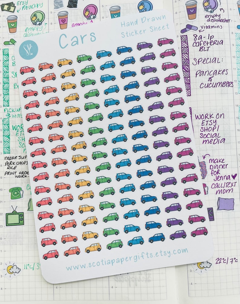 Car Planner Stickers, Hand Drawn Icons, Agenda Stickers - Etsy