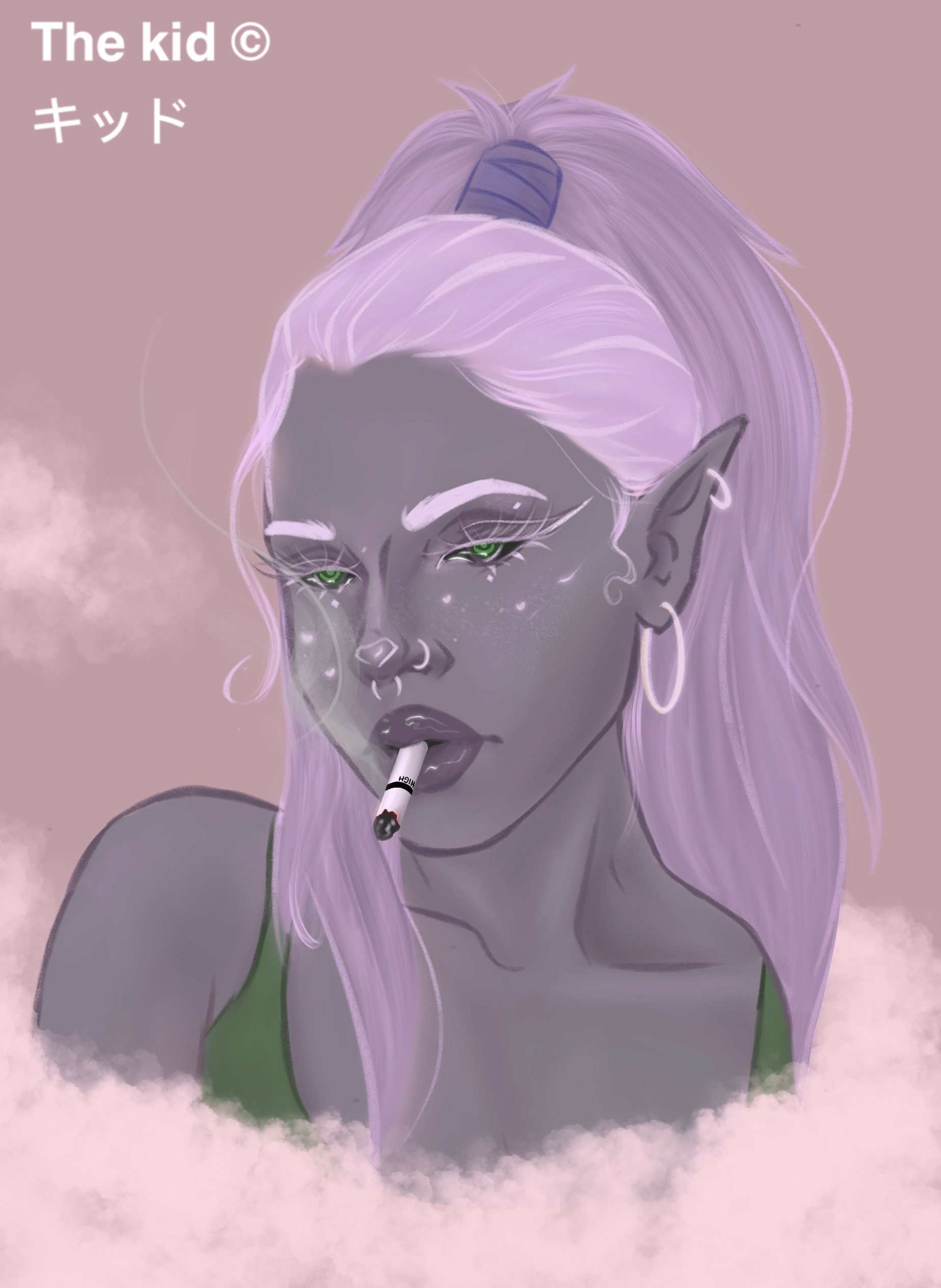 Elf Woman Smoking Pastel Colors Art Print by Kidkashi - Etsy
