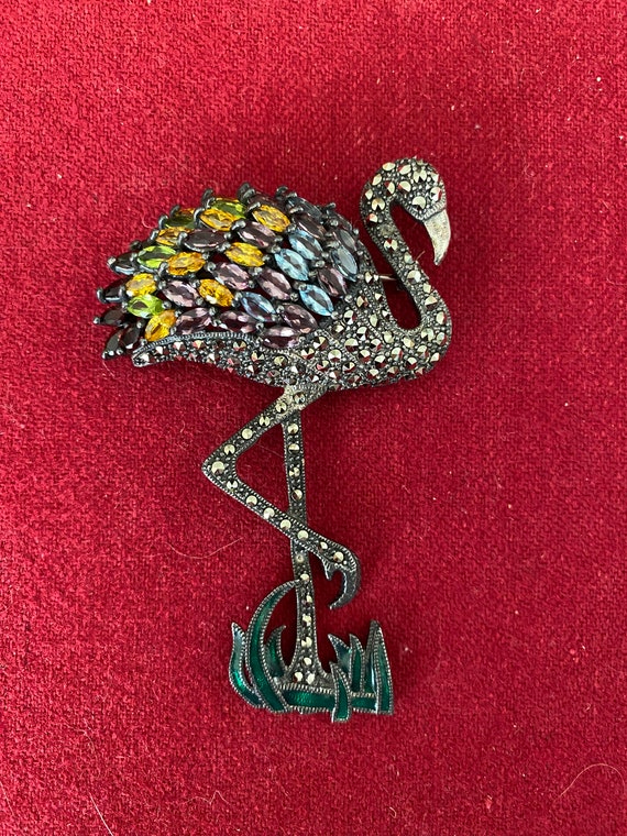 vintage sterling silver flamingo - Gem